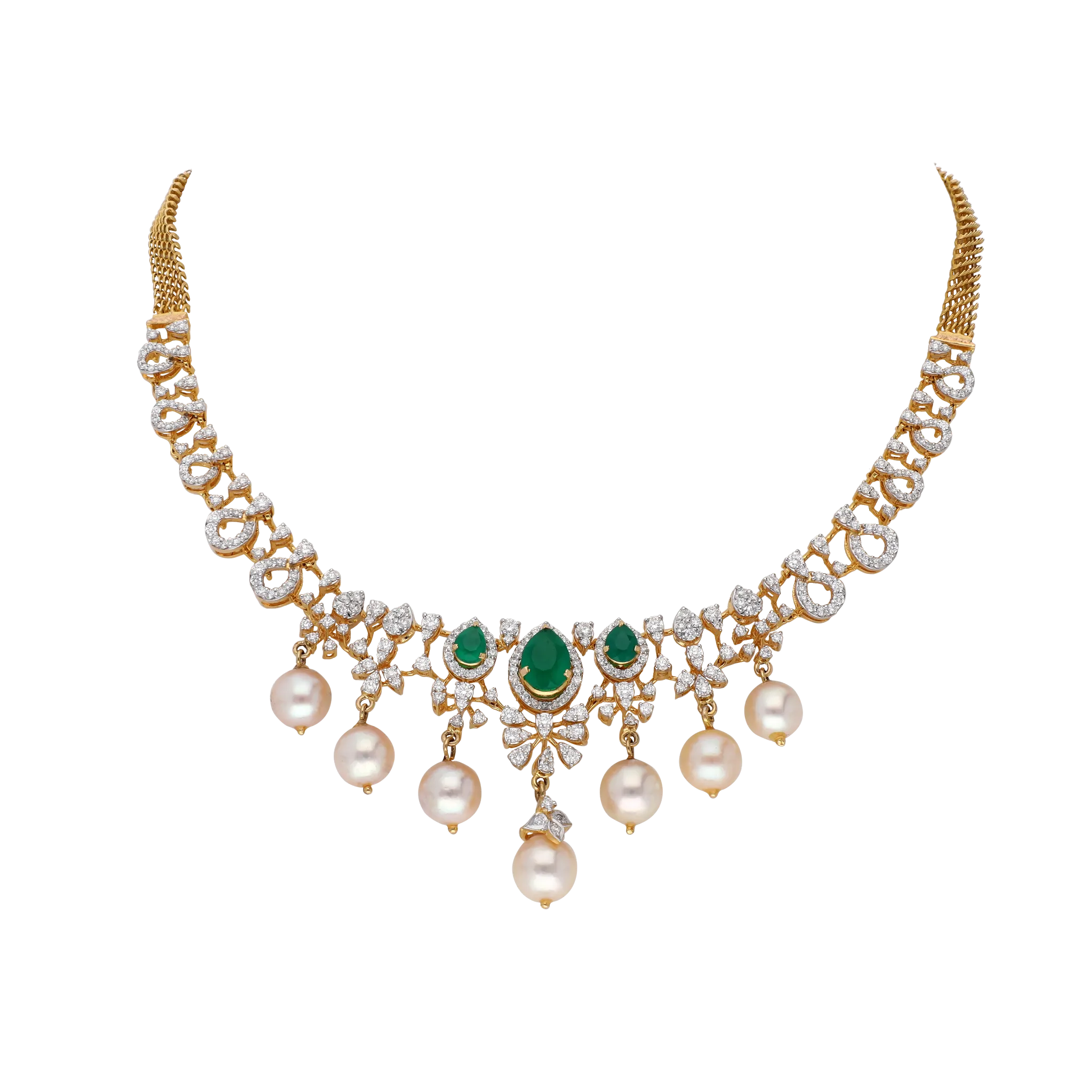 Heritage Emerald & Pearl Cascade Necklace